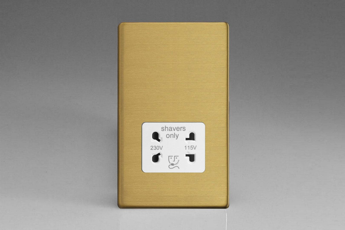 Varilight Screwless Brushed Brass Shaver Socket XDBSSWS | The Switch Depot