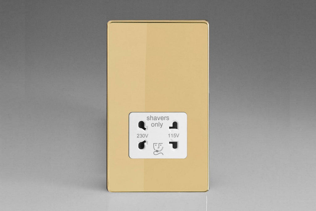 Varilight Screwless Polished Brass Shaver Socket XDVSSWS | The Switch Depot Varilight Screwless Polished Brass Shaver Socket XDVSSWS | The Switch Depot